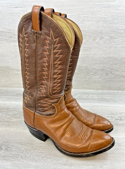 VINTAGE TONY LAMA Men's Western Boots Brown Leather 9 Riding Rodeo ...