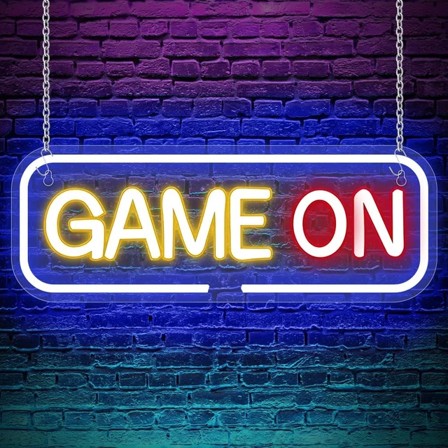 GAME ON NEON Sign, USB Powered Led Game on Neon Light Sign with Switch ...