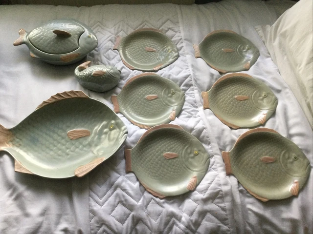 VINTAGE SHORTER & Son Pottery Fish Service £30.00 - PicClick UK