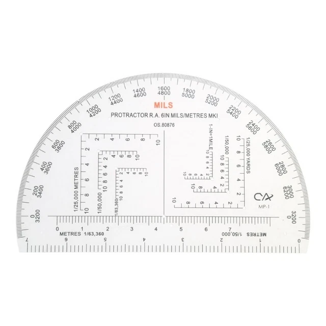 LAND NAVIGATION PROTRACTOR Map Protractor Coordinate Scale Map Reading ...