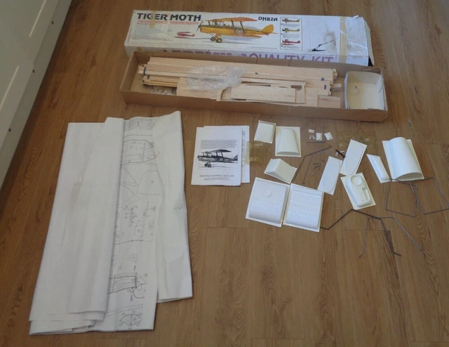 AEROTECH MODELS BALSA Wood RC Tiger Moth DH82A Plane Kit, 66 inch Scale ...