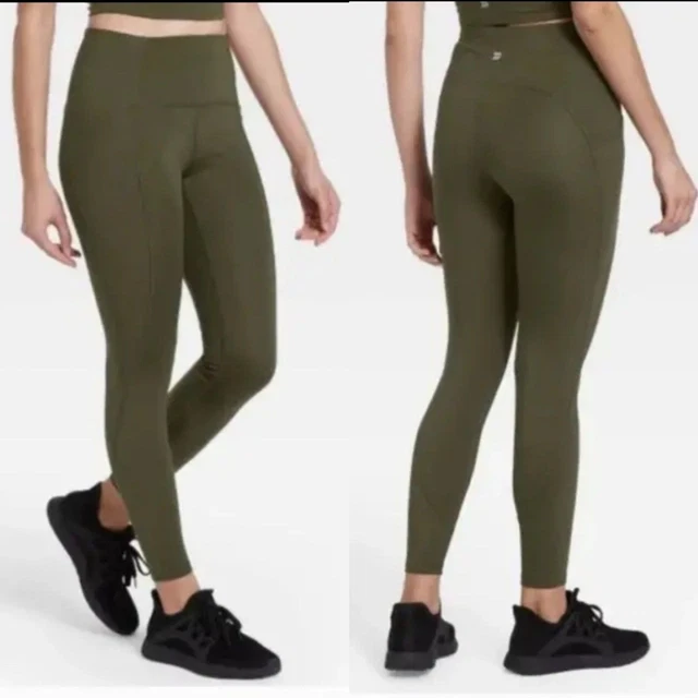 ALL IN MOTION Sculpted Linear Laser Cut High Waisted Leggings Olive ...