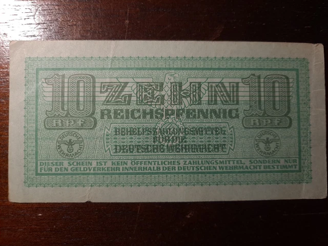 WW2 GERMAN MILITARY note, Bill 10 REICHSPFENNIG, Totenkopf Division ...