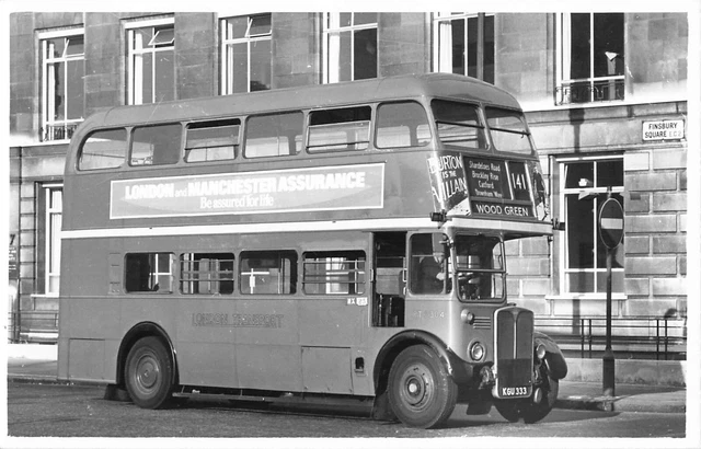 VINTAGE PHOTOGRAPH DOUBLE Decker Bus - Route 141 Wood Green LONDON (BU7 ...