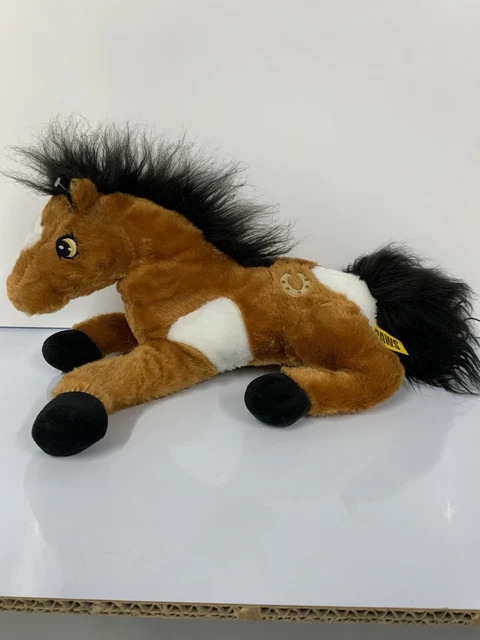 HORSE CUDDLY TOY Pony Paws Plush Brown Stuffed Animal Horseshoe 35cm £ ...