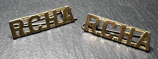 WWII ERA PAIR Of Rcha Royal Canadian Horse Artillery Brass Shoulder ...