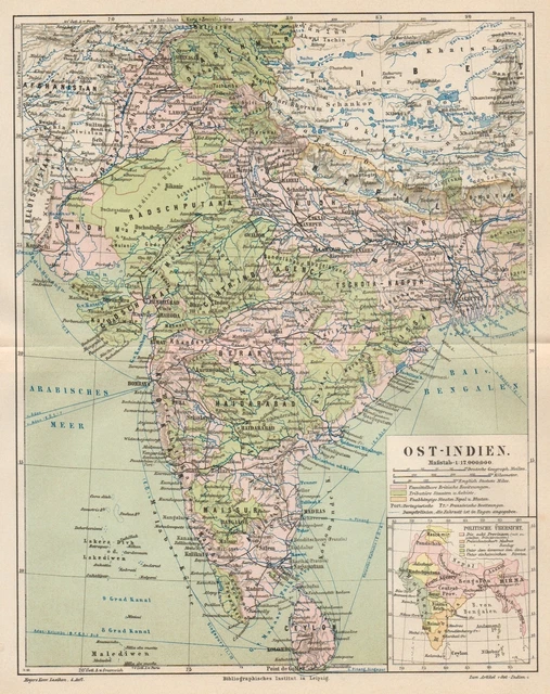 B6070 EAST INDIA - 1890 Antique Map - Old Map £15.37 - PicClick UK