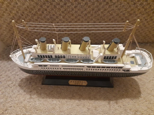 WOODEN TITANIC CRUISE Ship Model On Plinth In Excellent Condition £69. ...