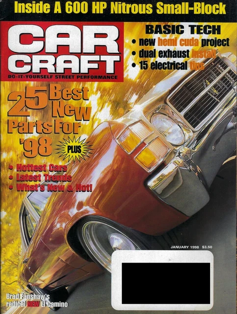 CAR CRAFT MAGAZINE January 1998 excellent condition Mopar Chevy Ford GM ...