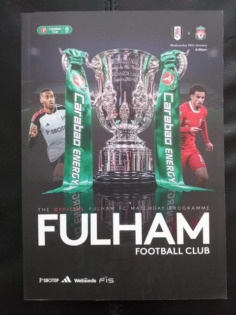 FULHAM V LIVERPOOL League Cup Semi Final 24/1/2024 Programme £7.99 ...