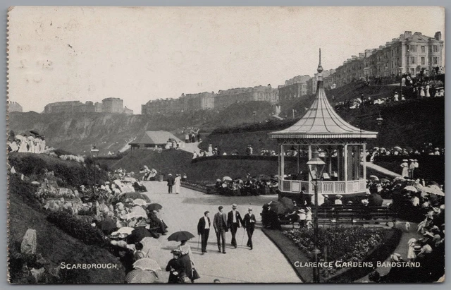 SCARBOROUGH BANDSTAND POSTCARD Yorkshire Clarence Gardens Postmark 1907 ...