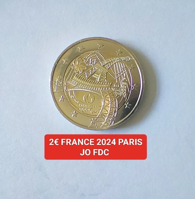 2 EUROS COMMÉMORATIVE France Paris JO 2024 Tour Eiffel Flamme - FdC ...