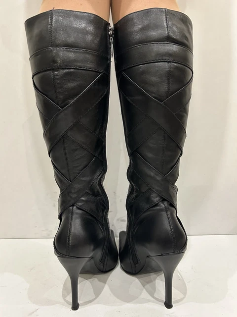 Stunning Black Leather Pointed Toe Boots Images