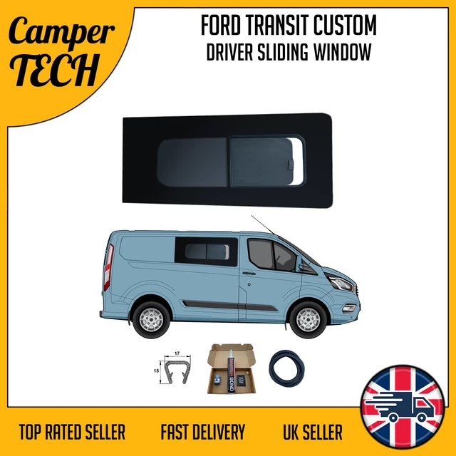 FORD TRANSIT CUSTOM DRIVER Side SLIDING Window With Bonding Kit + U ...