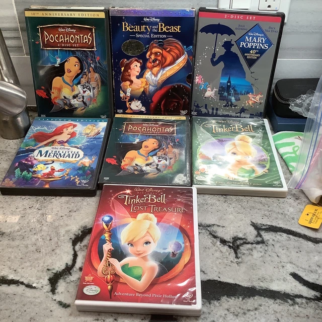 LOT OF 7 Collectible Disney Princess DVDs Beauty And The Beast-Little ...