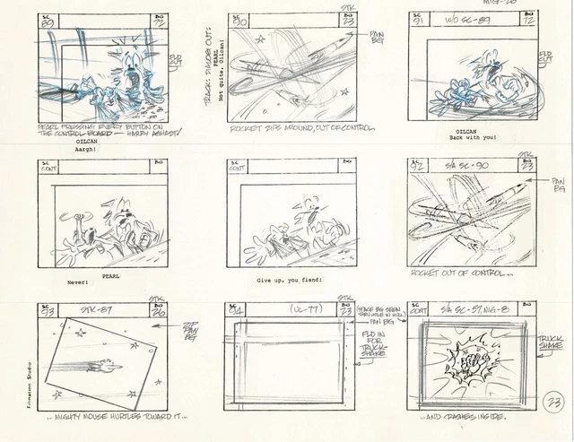 MIGHTY MOUSE HAND-DRAWN Animation Production Storyboard 1979 Ep 7 A-023 ...
