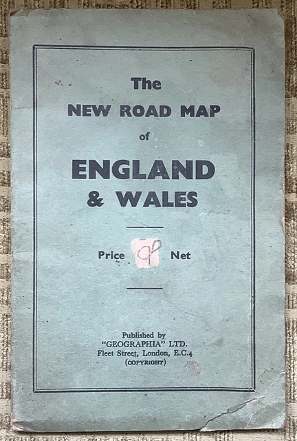 VINTAGE GEOGRAPHIA ROAD Map England & Wales 1940’s Cars £3.99 - PicClick UK