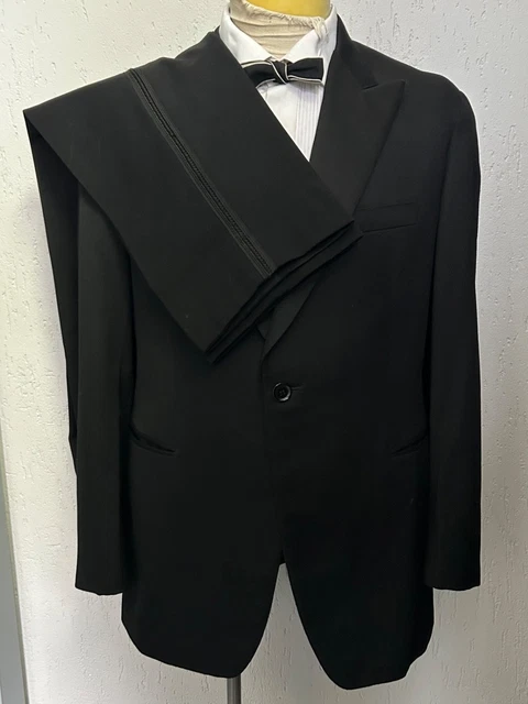 MEN’S 1950S TWO Piece Tuxedo Peak Lapel Suit Vintage European Bespoke ...