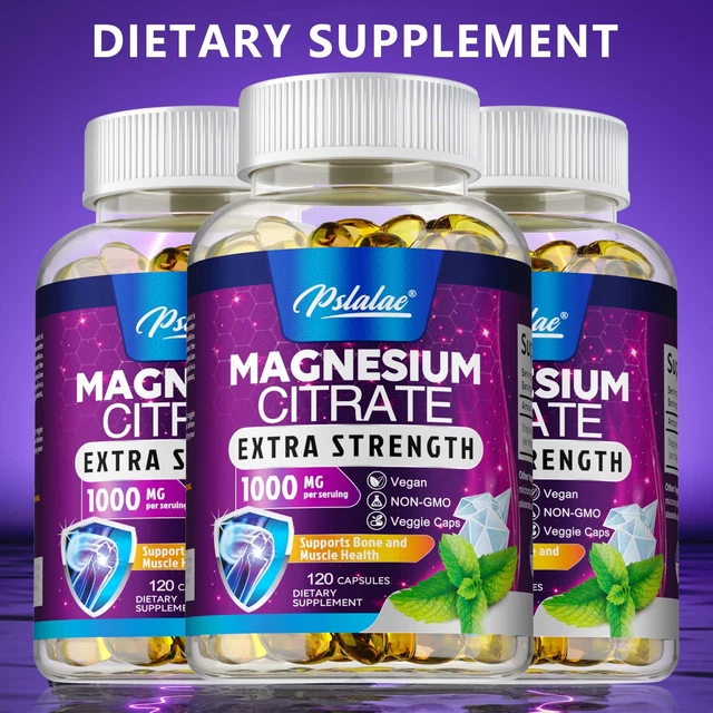 MAGNESIUM CITRATE 1000MG-HIGH Absorption,Promotes Nerve,Muscle,Heart ...