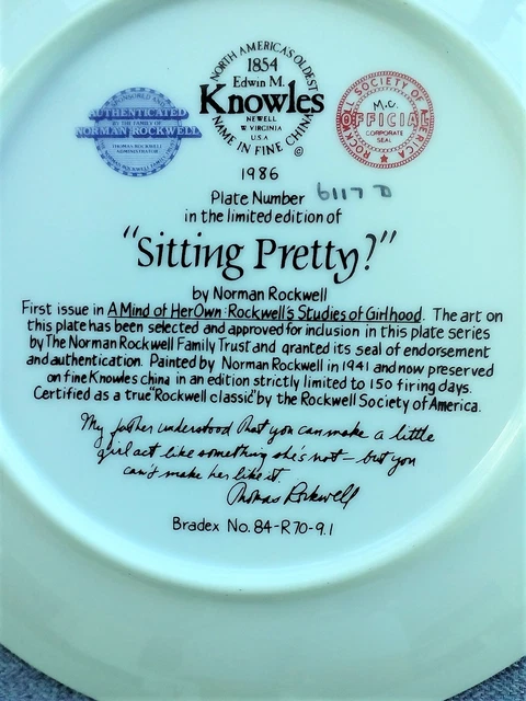 NORMAN ROCKWELL - Sitting Pretty - 1986 Collector Plate $7.89 - PicClick CA
