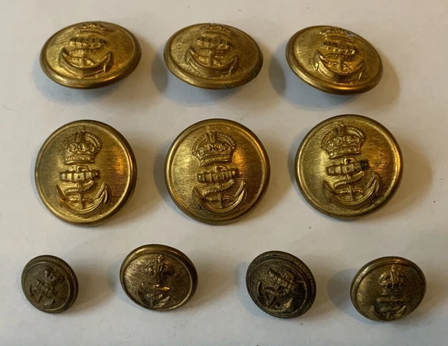 ROYAL NAVY BRASS Buttons Kings Crown WW1 Era 10 Buttons £9.95 - PicClick UK