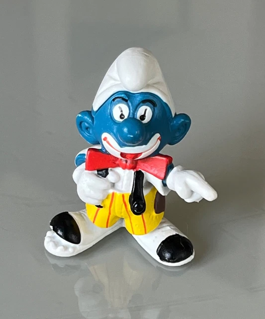 FIGURINE - SCHTROUMPF - clown jaune et noeud papillon rouge (1980) - BE ...