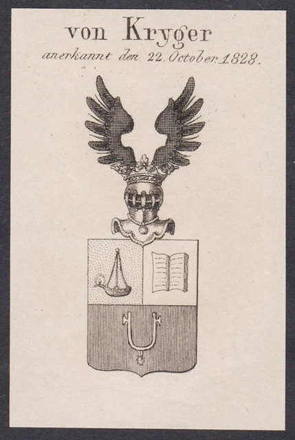 KRYGER WAPPEN COAT of arms Heraldik Genealogie Kupferstich heraldry ...