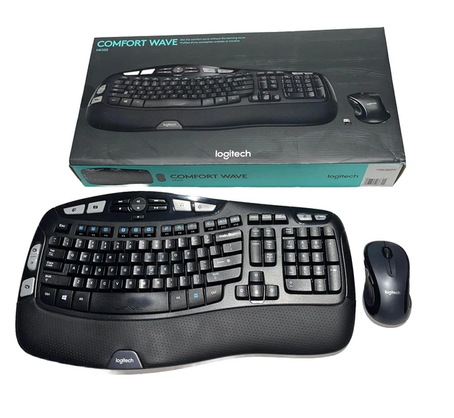 LOGITECH MK550 COMFORT Wave Wireless Keyboard & Mouse Combo With Dongle ...