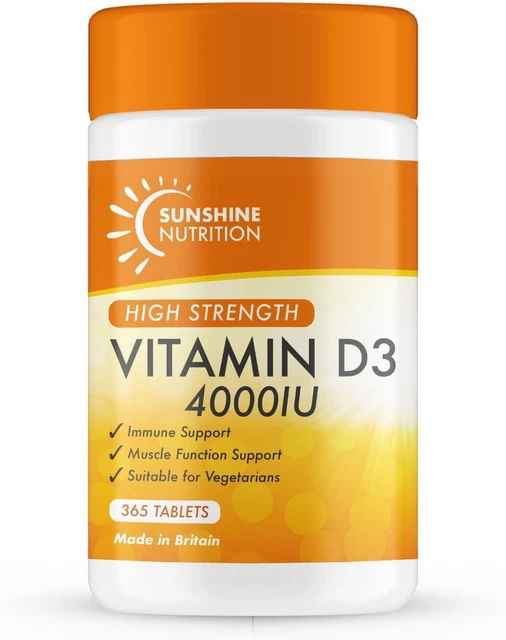 VITAMIN D3 TABLETS - Maximum High Strength D3 4000IU - One a Day - 365 ...