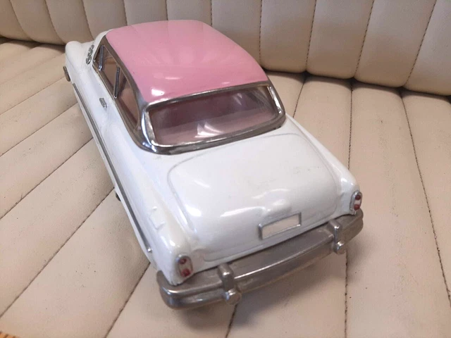 VINTAGE 1950 BUICK 2-Door Tin Model Toy with Friction Drive White Pink ...