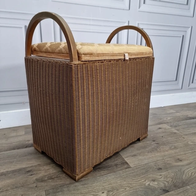 RETRO VINTAGE GOLD Lloyd Loom Lusty Dressing Stool Blanket Box Chest ...