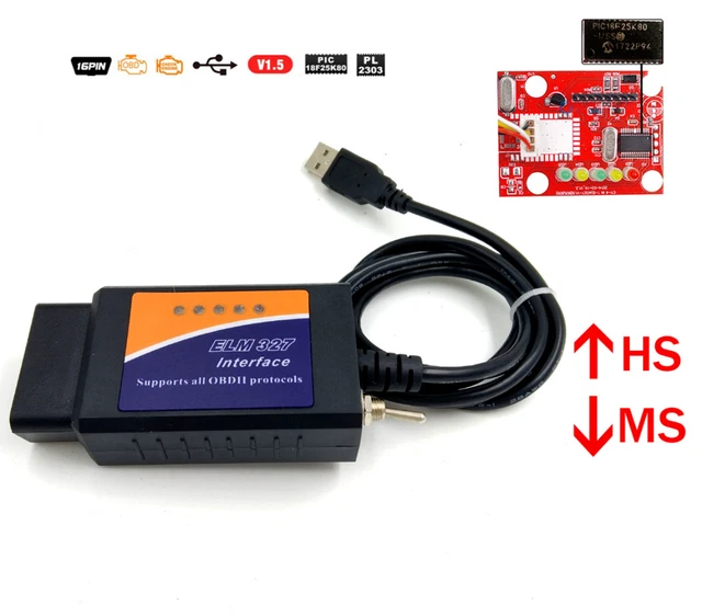 ELM327 USB FORSCAN Schalterkennung OBD2 Auto Forscan HS.MS-CAN Kabel ...