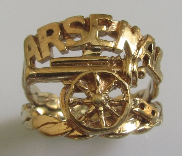 VINTAGE 9CT YELLOW gold "Arsenal" & cannon signet ring size Q £255.00 ...