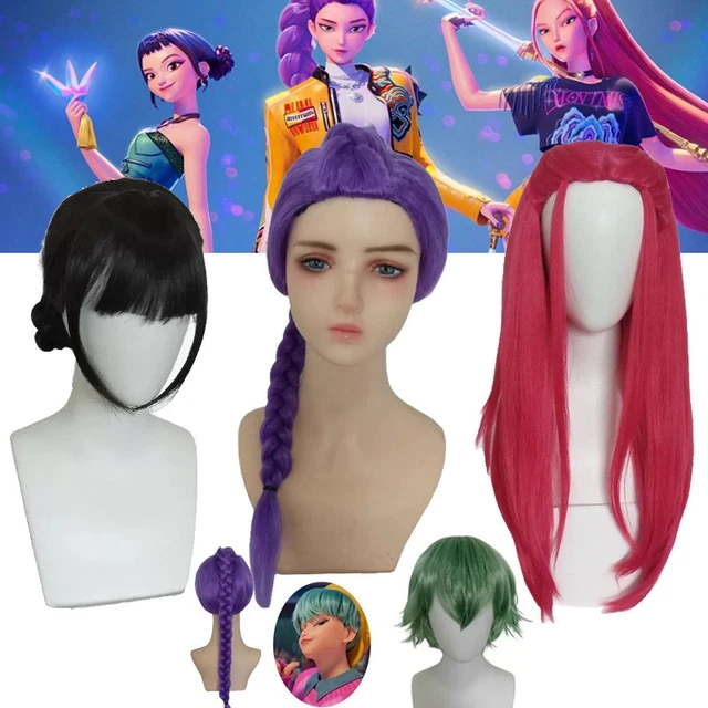 KIDS GIRLS K-POP Demon Hunters Rumi Zoey Mira Halloween Party Cosplay Hair Wig £16.79 - PicClick UK