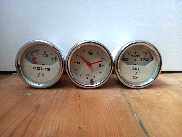 CLASSIC MINI COOPER Genuine NOS Rover Magnolia Volts Time Oil Gauges ...