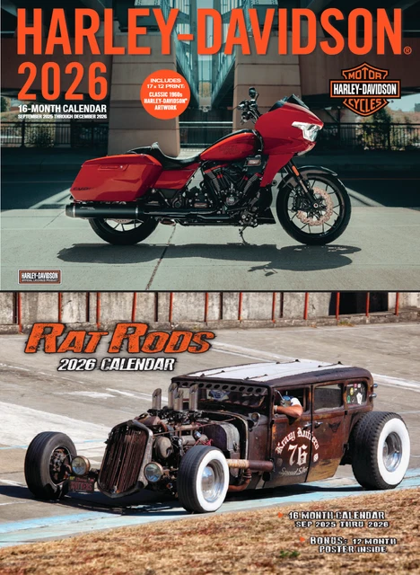 2026 HARLEY DAVIDSON & RAT ROD CALENDARS Motorcycles Dream Girls Hot ...