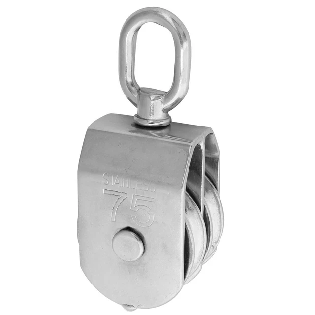 STAINLESS STEEL HEAVY Duty Double Wheel Pulley Rigging Lifting Rope ...