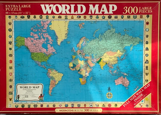 RETRO WORLD MAP 300 Piece Extra Large Piece Jigsaw Puzzle By ...