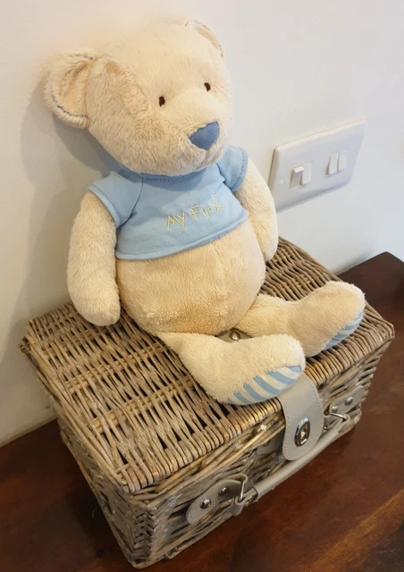 VINTAGE MOTHERCARE MY First Teddy Bear - Cream in Blue Top - 13" £19.99 ...