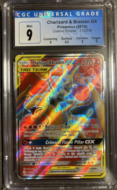 2019 POKEMON CHARIZARD & Braixen GX Cosmic Eclipse Full Art #212 CGC 9 MINT $79.99 - PicClick CA
