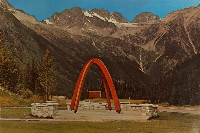 ROGERS PASS MEMORIAL Arch Opening Trans-Canada Hwy Postcard UNP VTG ...