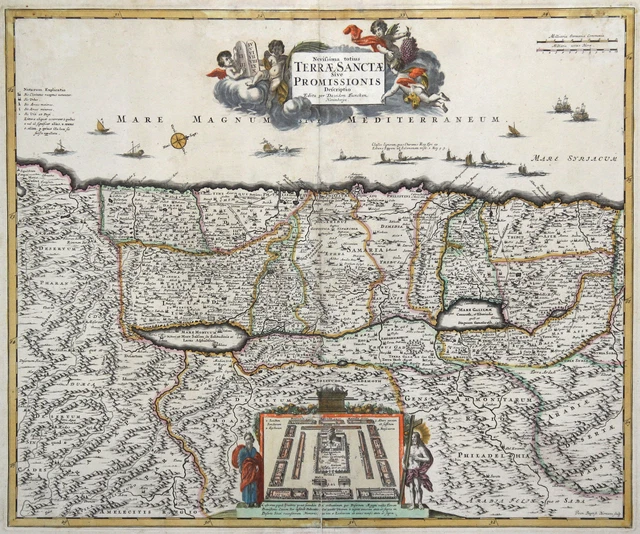 HOLY COUNTRY ISRAEL Palestine Original Copperplate Map Homann Funck ...