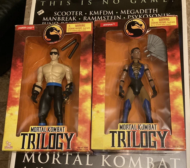 MORTAL KOMBAT TRILOGY JOHNNY CAGE Kitana 10 Inch FIGURE Lot 1998 TOY ...