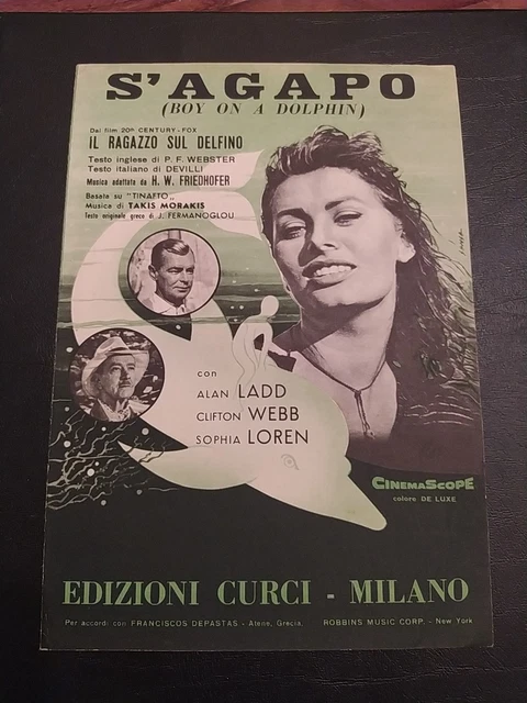 SOFIA LORE S'AGAPO Antico Spartito Film Il Ragazzo Sul Delfino Ed ...