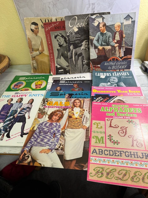 16 VINTAGE KNITTING Books Patterns from 1940s-1960s Spinnerin, Botany ...