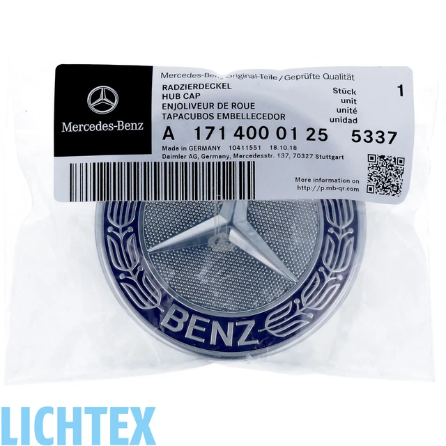 ORIGINAL MERCEDES BENZ hub cap star laurel wreath royal blue/chrome ...