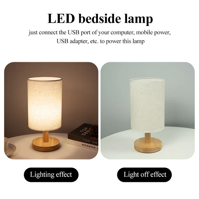 WOODEN DESKTOP LAMP Energy Saving USB Powered Table Night Light for ...