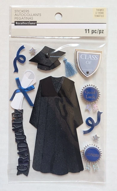 GRADUATION HIGH SCHOOL Graduate Black Cap Gown Scrapbook Stickers ...