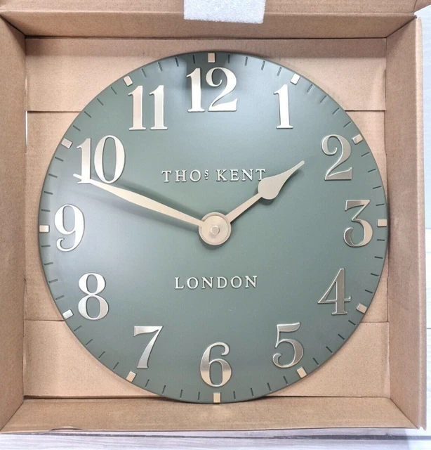 THOMAS KENT - Arabic Lichen Green/Gold Wall Clock - 12 - AMC12065 £44. ...