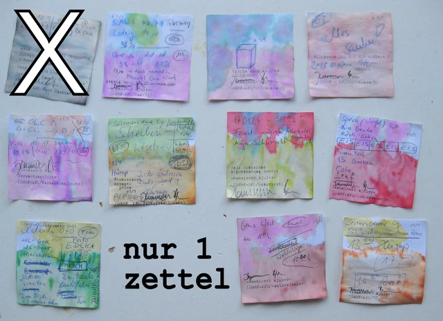 WHISKY KAFFEE-FLECKEN-ZETTEL DER abgebildeten Unikate FLUXUS KOMMISSAR ...